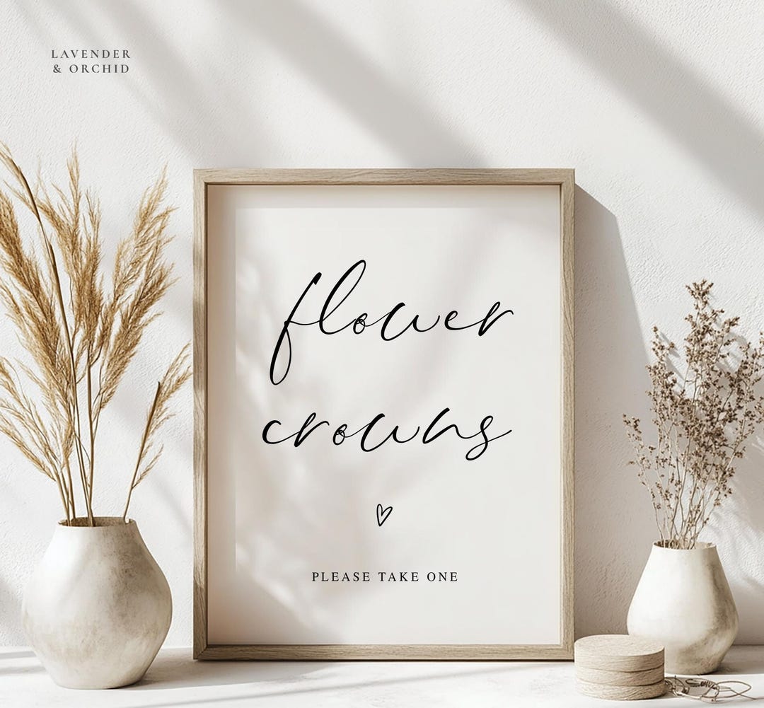 ZARA Printable Flower Crowns Sign Template, Minimalist Boho Wedding ...