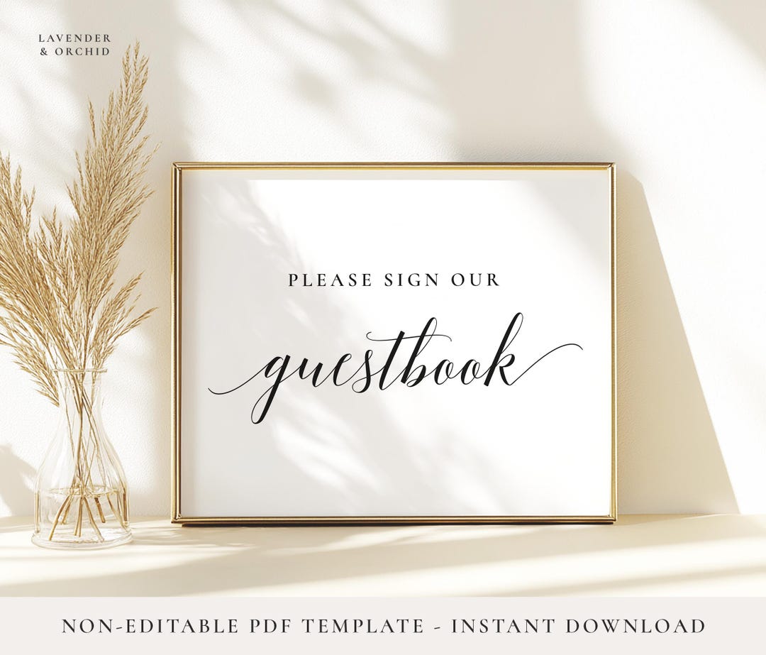 TALIA Please Sign Our Guestbook Sign, Wedding Guestbook Sign Template ...
