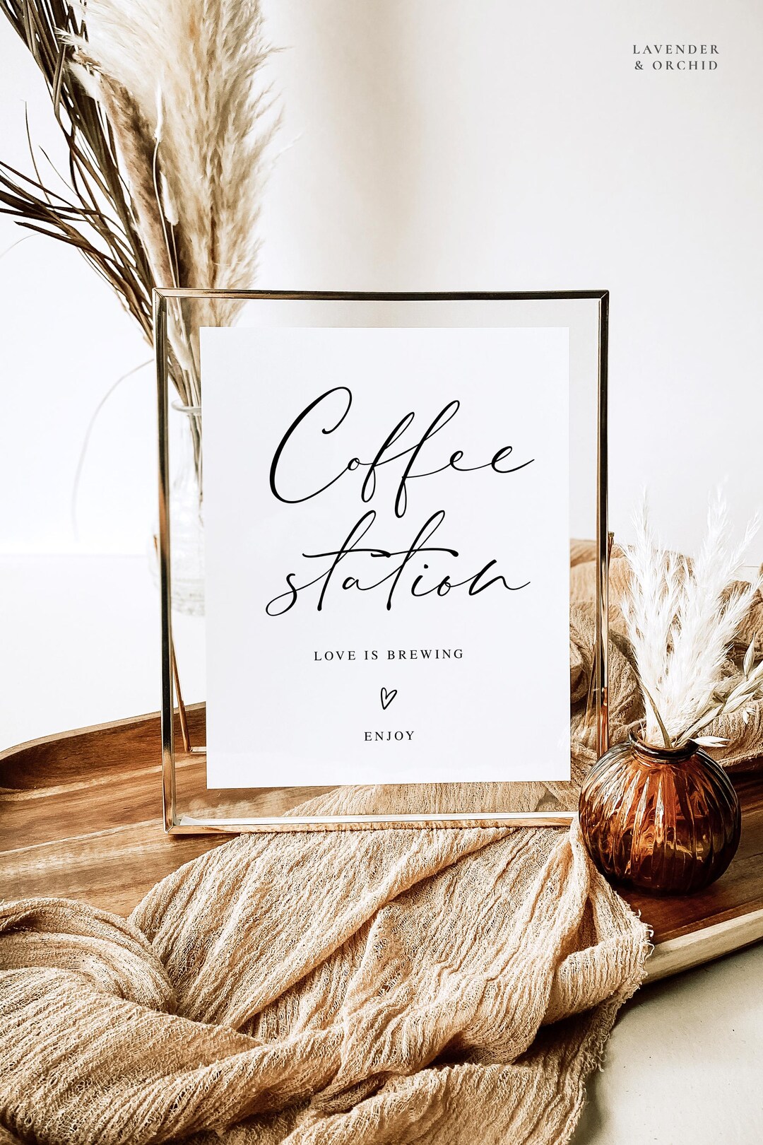 ZARA Minimalist Coffee Station Sign, Love is Brewing Sign Template ...