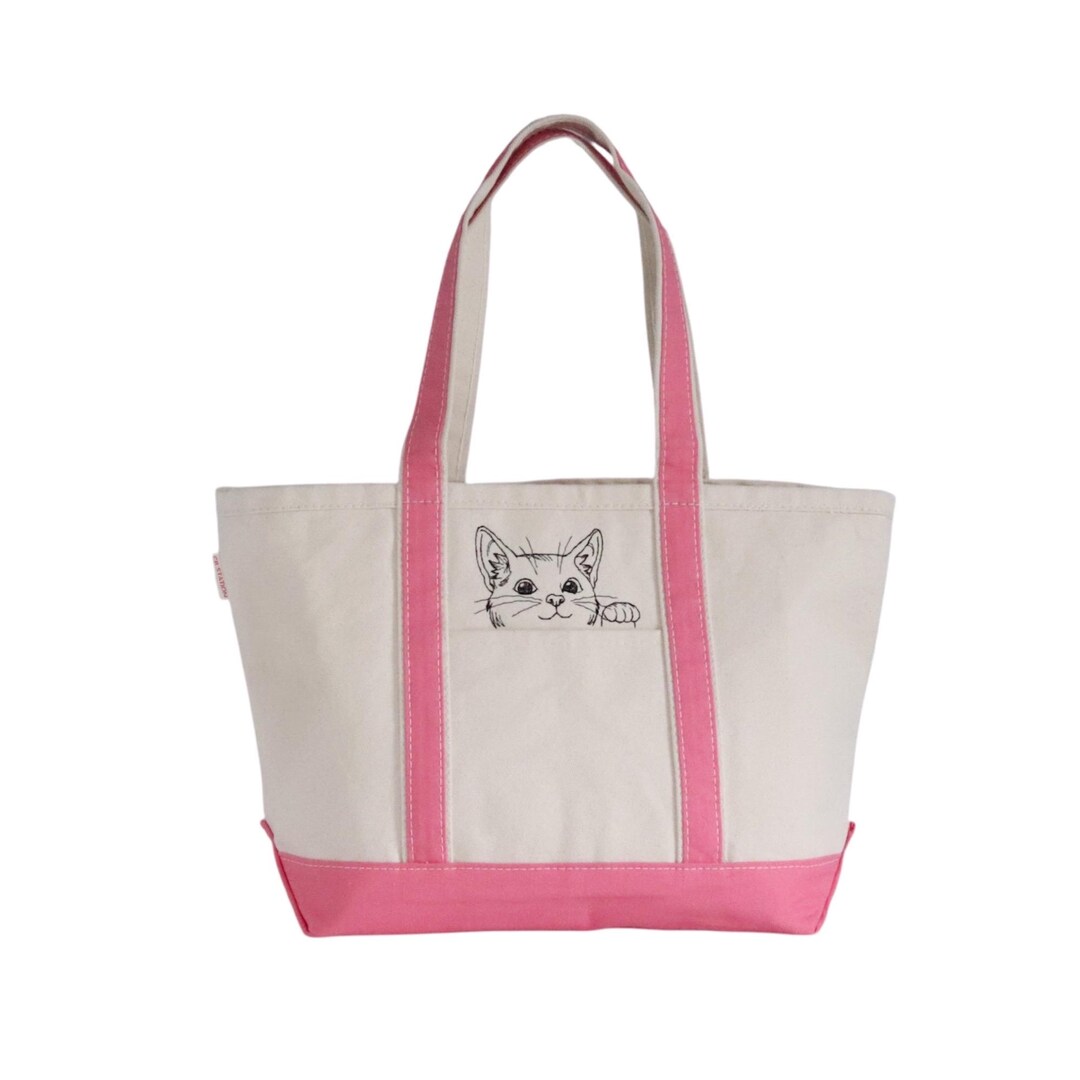 Cute Peeking Cat Tote Bag With Zipper & Pocket, Cat Gifts for Cat ...