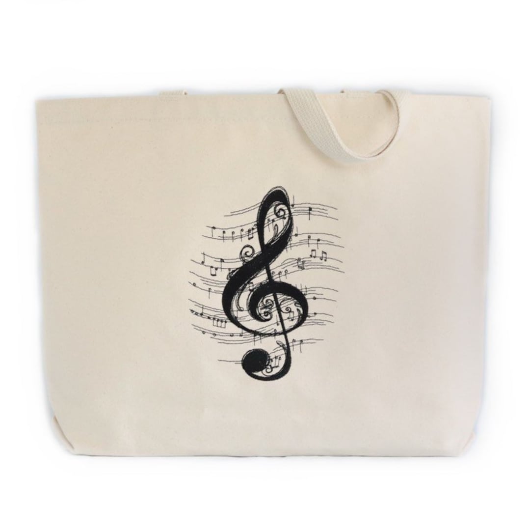 Music Tote Bag - Treble Clef and Musical Notes - Music Teacher Gift ...