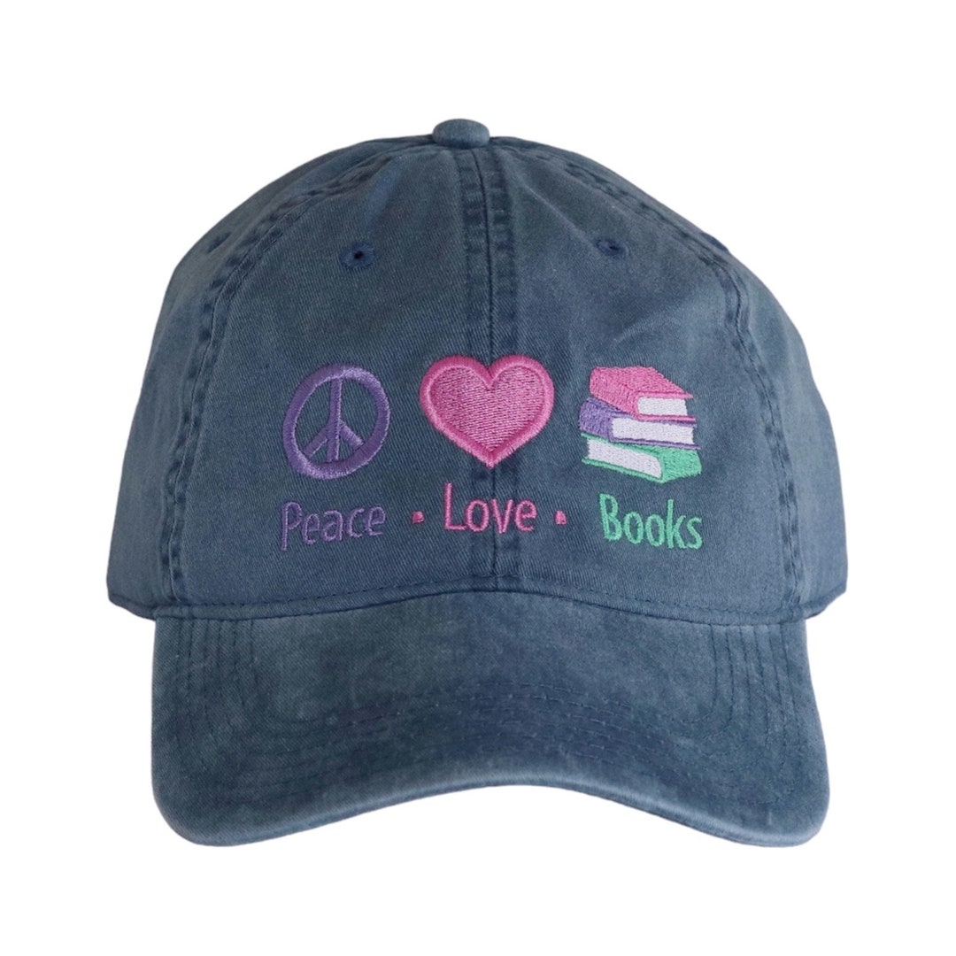 Peace Love Books Hat, Library Book Hat, Bookish Gifts for Women, Book ...