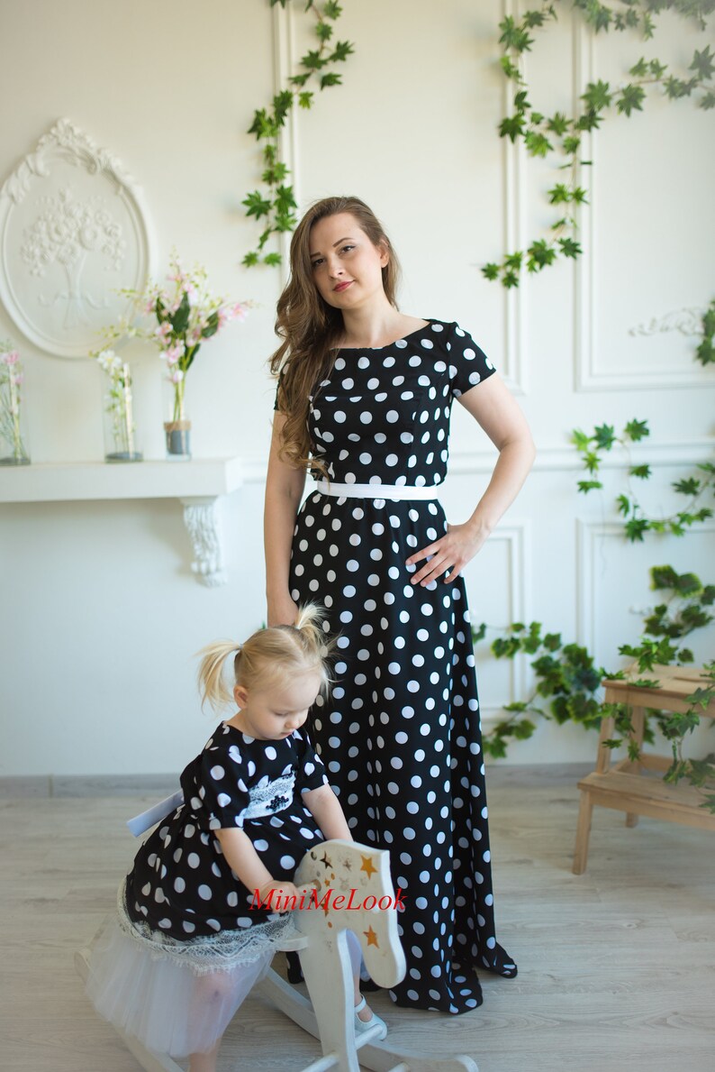 Polka Dot Maxi Dress Mother Daughter Matching Dress Mommy Etsy