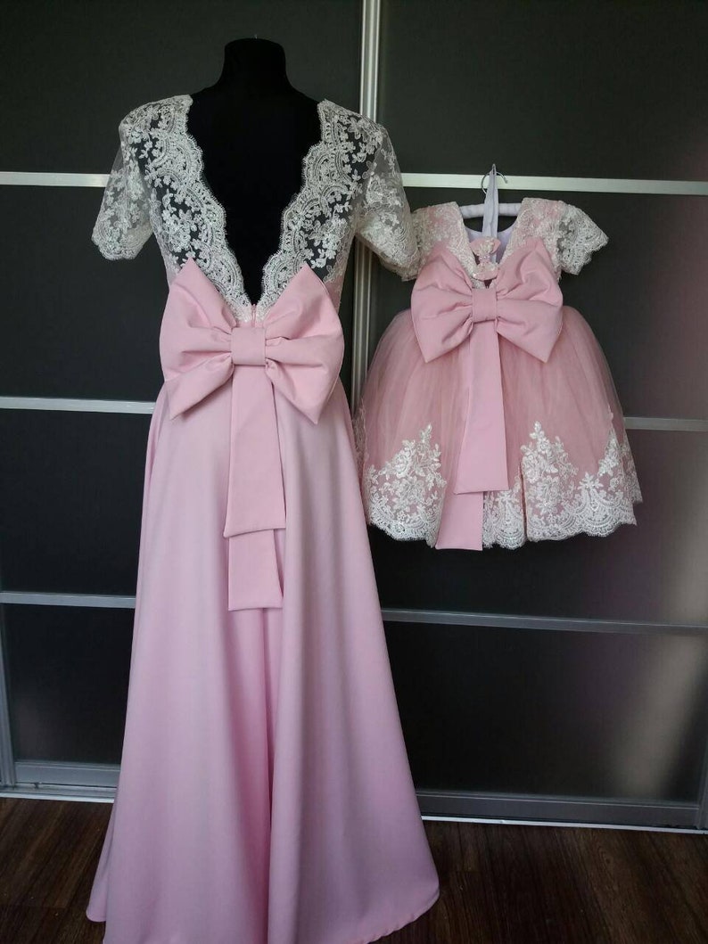 Red Lace Gown Dress Mommy And Me Dress Formal Lace Dress Etsy