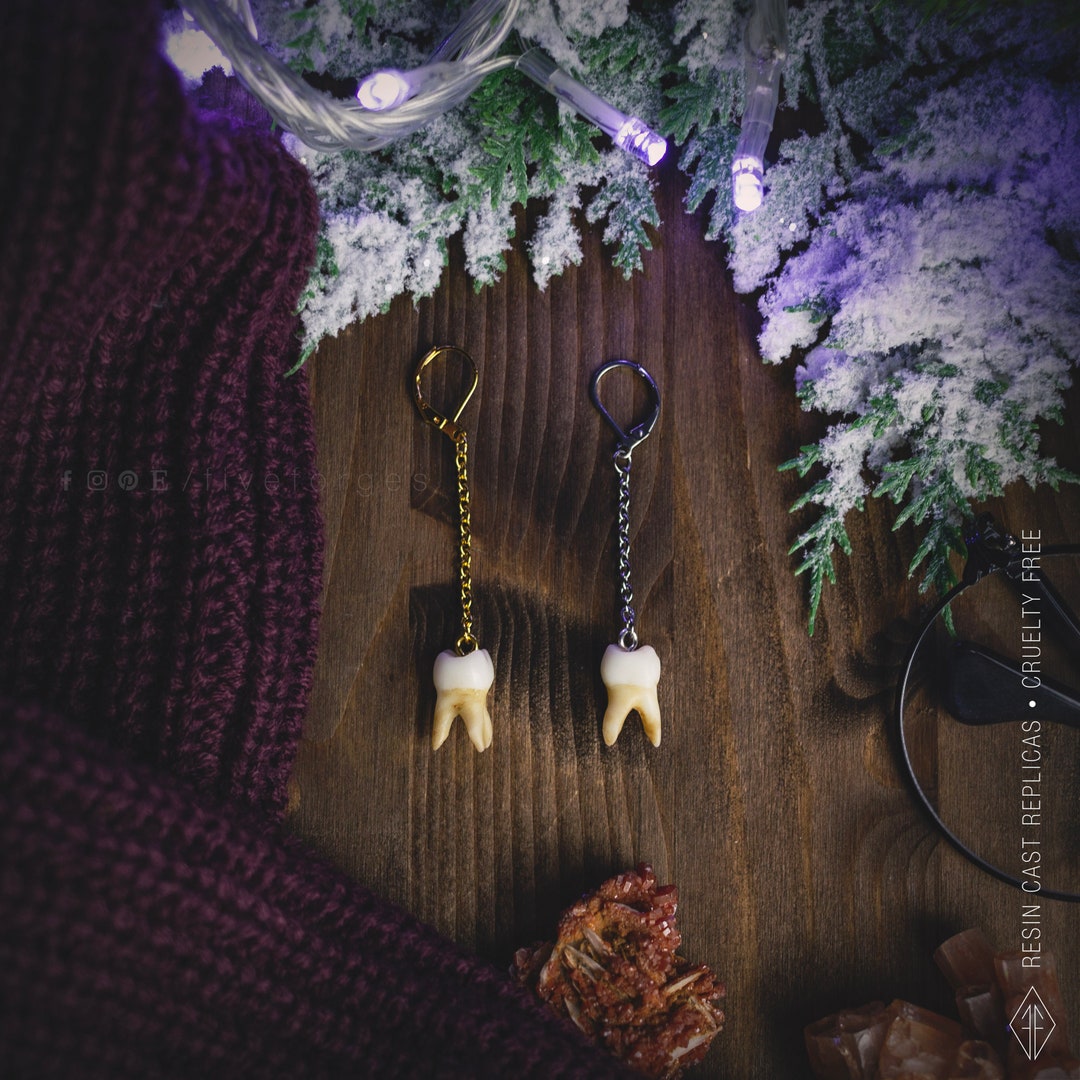 Human Teeth Earrings, Resin Replica Hand Painted, Gothic Witch Shaman ...