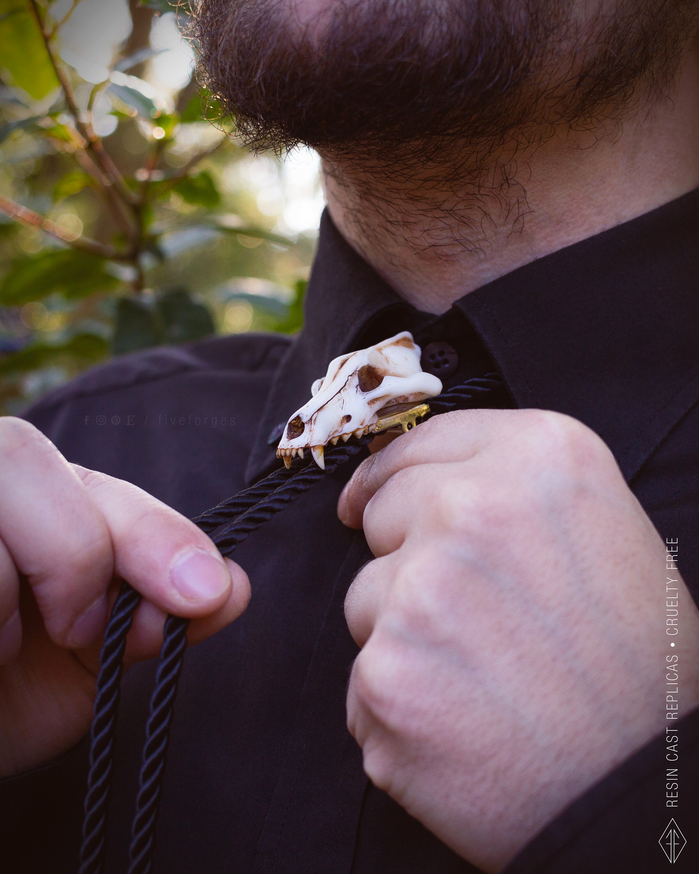 Wolf Skull Bolo Tie, Resin Replica Hand Painted, Gothic Steampunk Texan ...
