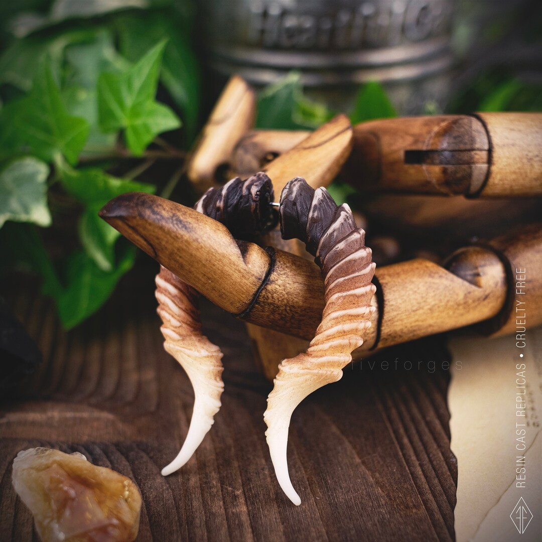 Dragon Horns Fake Plug Earrings, Hand Painted Resin Replica, Demon Horn ...