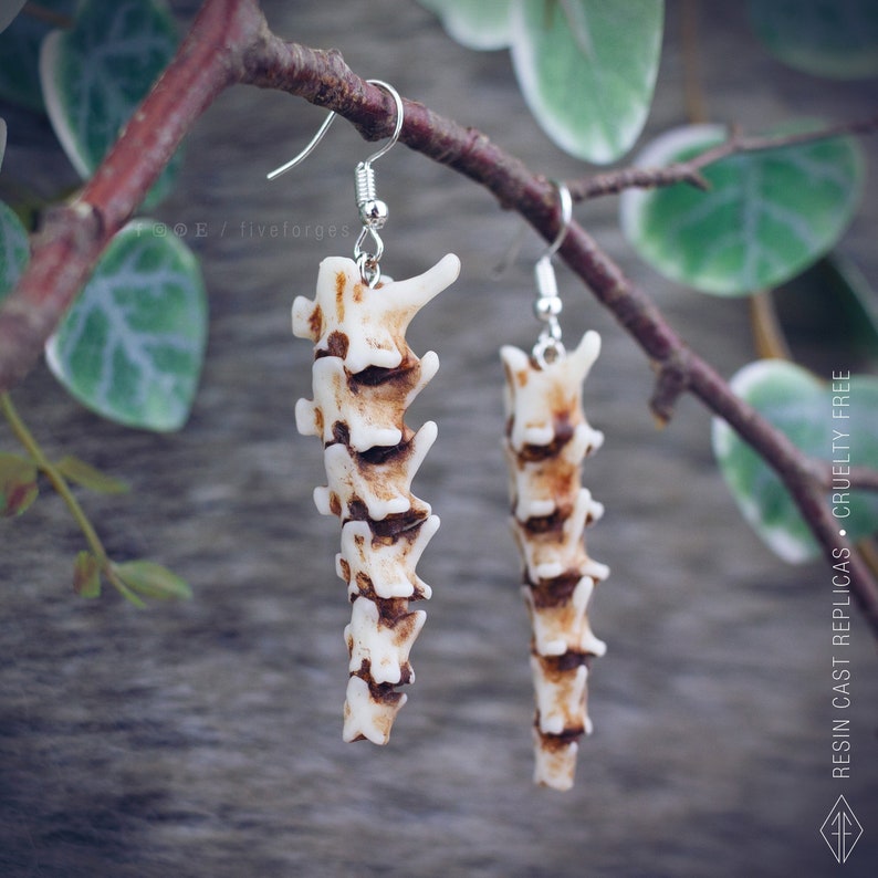 Snake Vertebrae Earrings Resin Replica Hand Painted Gothic - Etsy