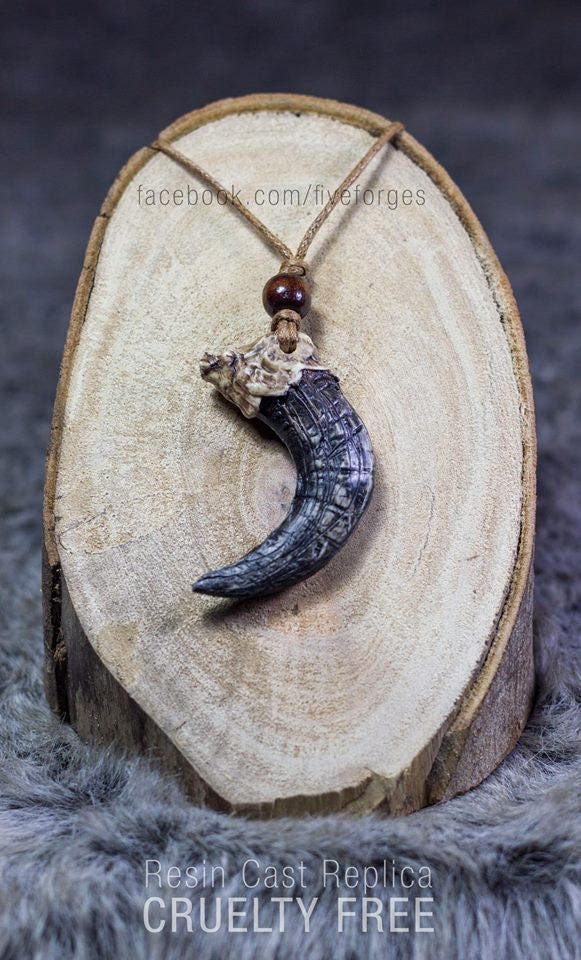 Werewolf Claw Necklace, Resin Cast Replica Hand Painted, Fantasy Shaman ...