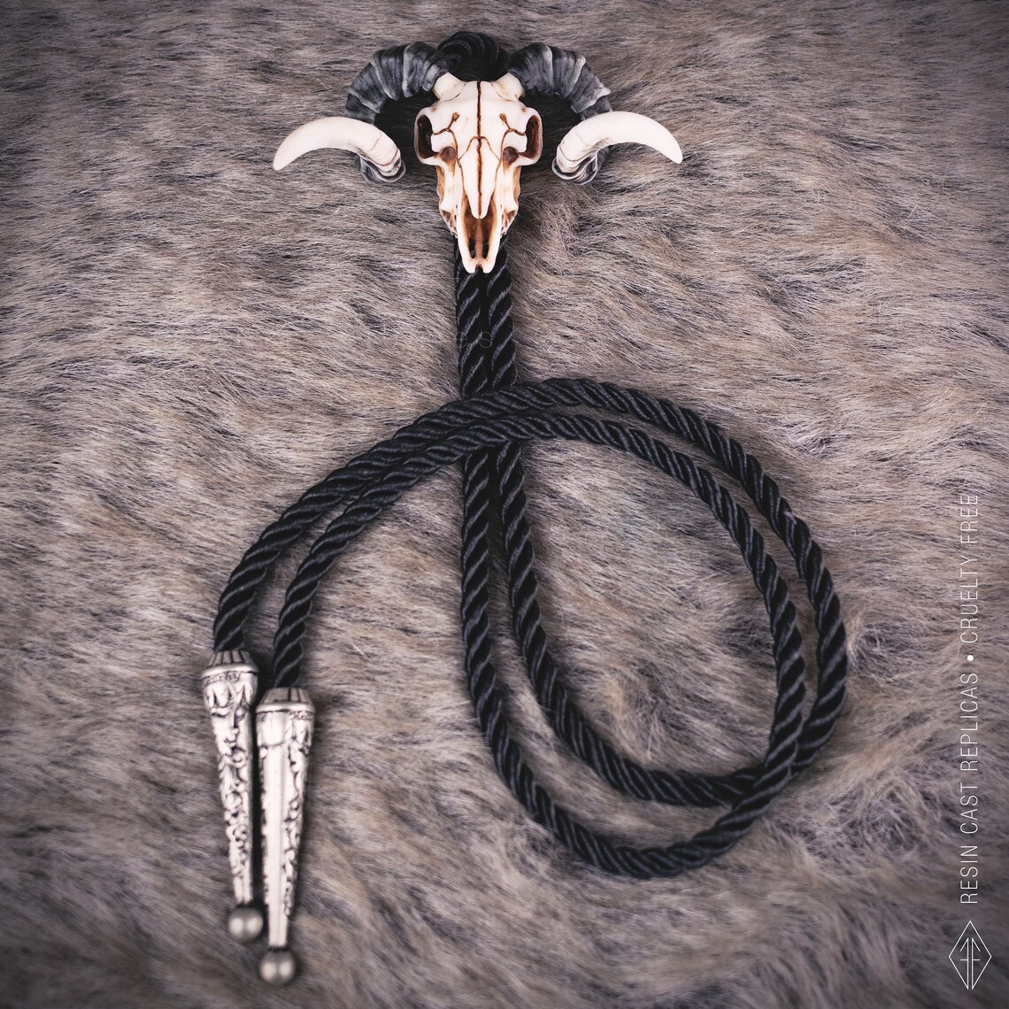 Ram Skull Bolo Tie, Aries Skull, Resin Replica Hand Painted, Gothic ...