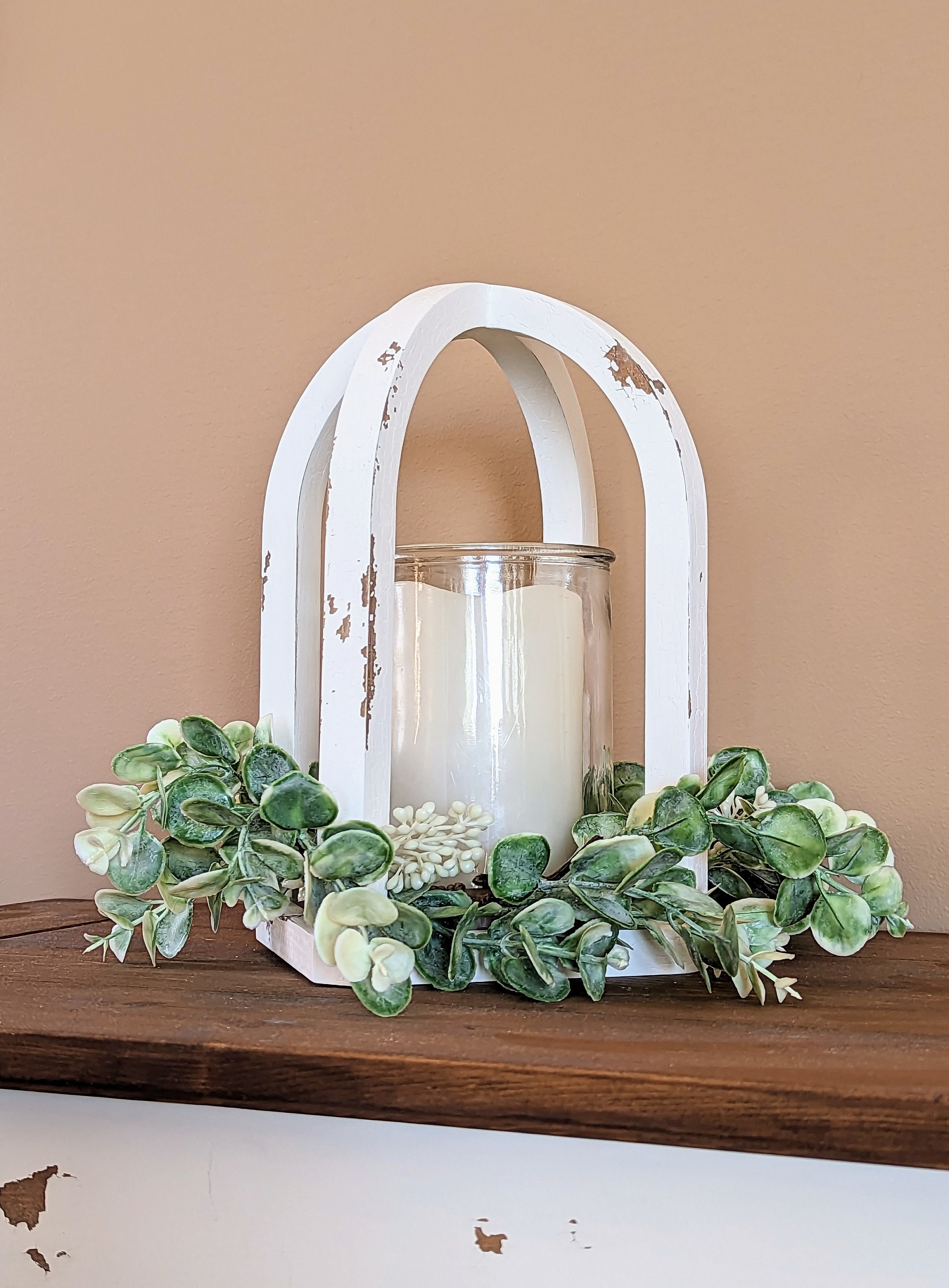 Painted Farmhouse Dome Lantern | Rounded Top Centerpiece | Christmas ...