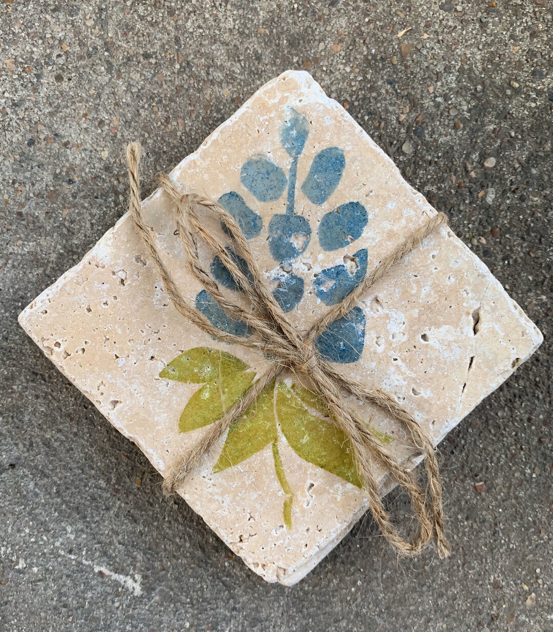 Texas Bluebonnet Travertine Coasters 4x4 - Etsy