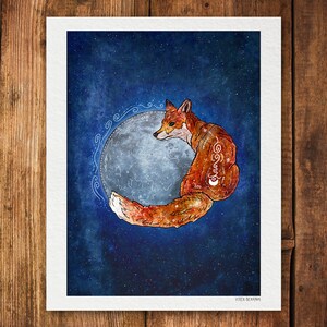 FOX MOON, Fox Art Print, Fox Wall Art - Etsy