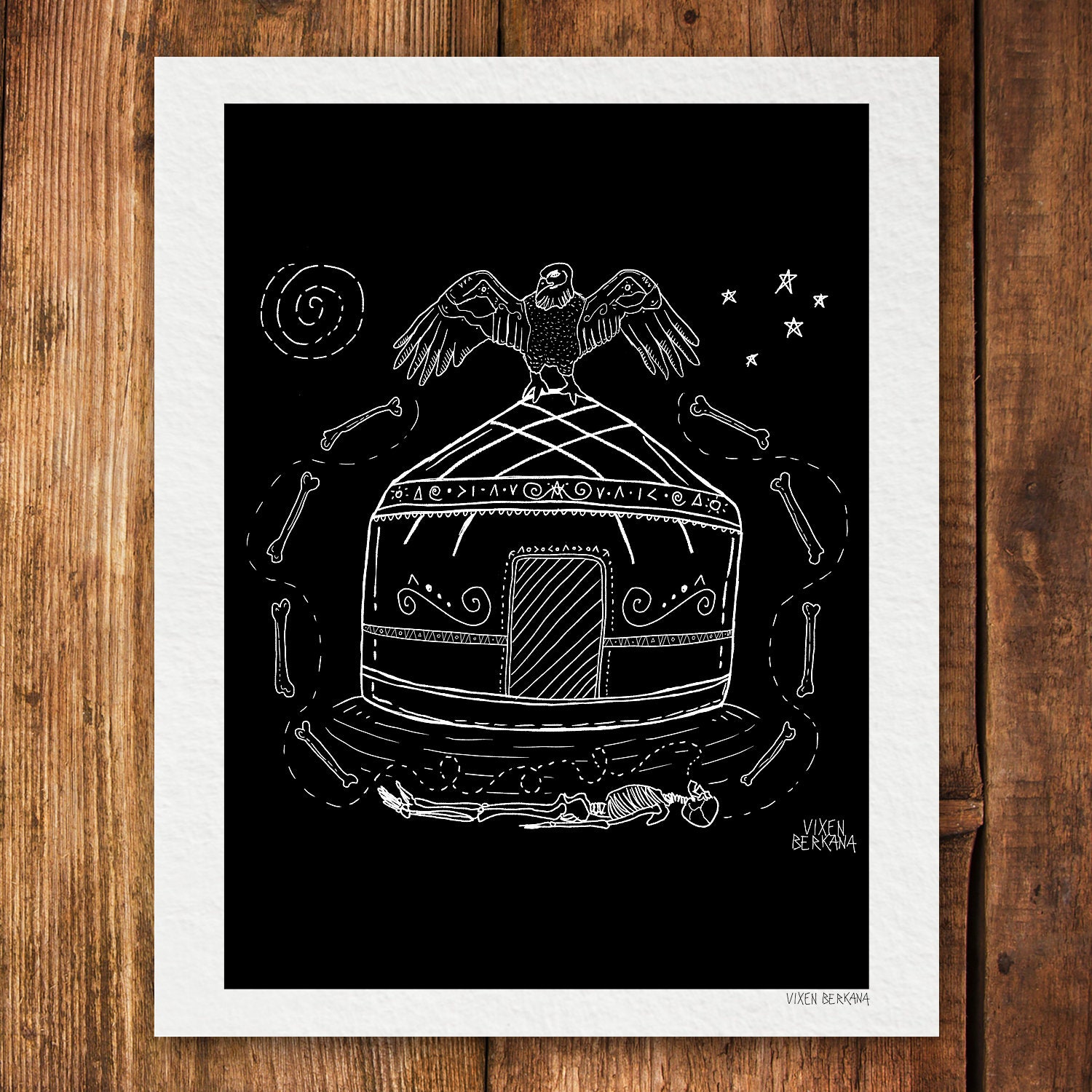 BIRTH of THE SHAMAN Yurt Skeleton Ritual Mystic Art Art | Etsy