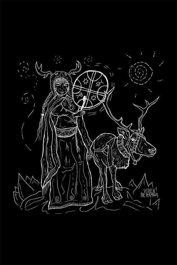 The NOAIDI Sami Shaman and Reindeer Art Print - Etsy