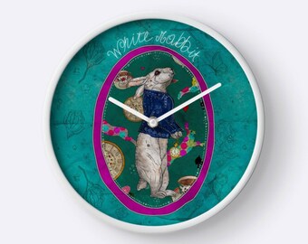 White rabbit clock | Etsy