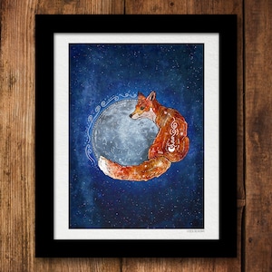 FOX MOON, Fox Art Print, Fox Wall Art - Etsy