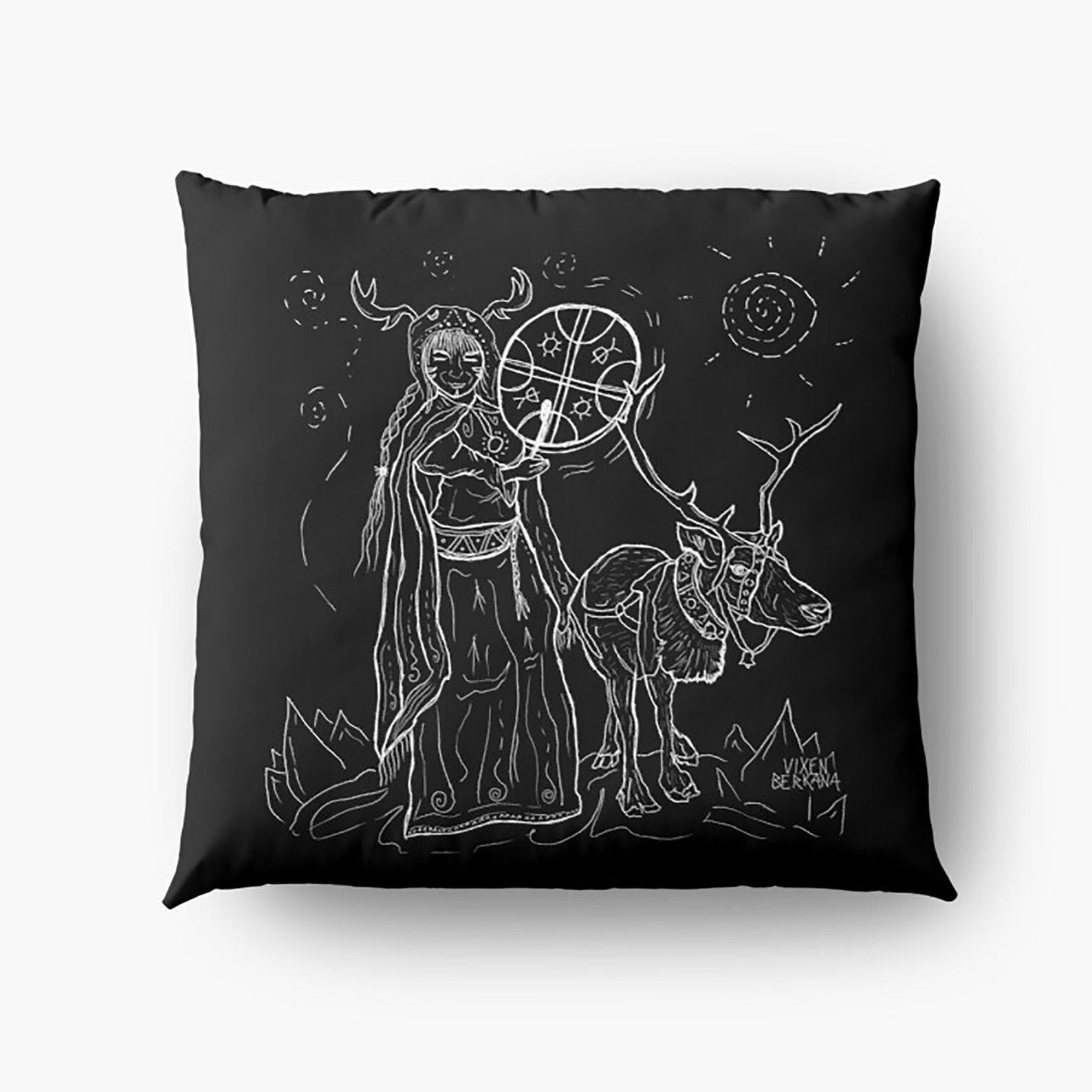 The NOAIDI Throw Pillow Sami Shaman and Reindeer Nordic - Etsy