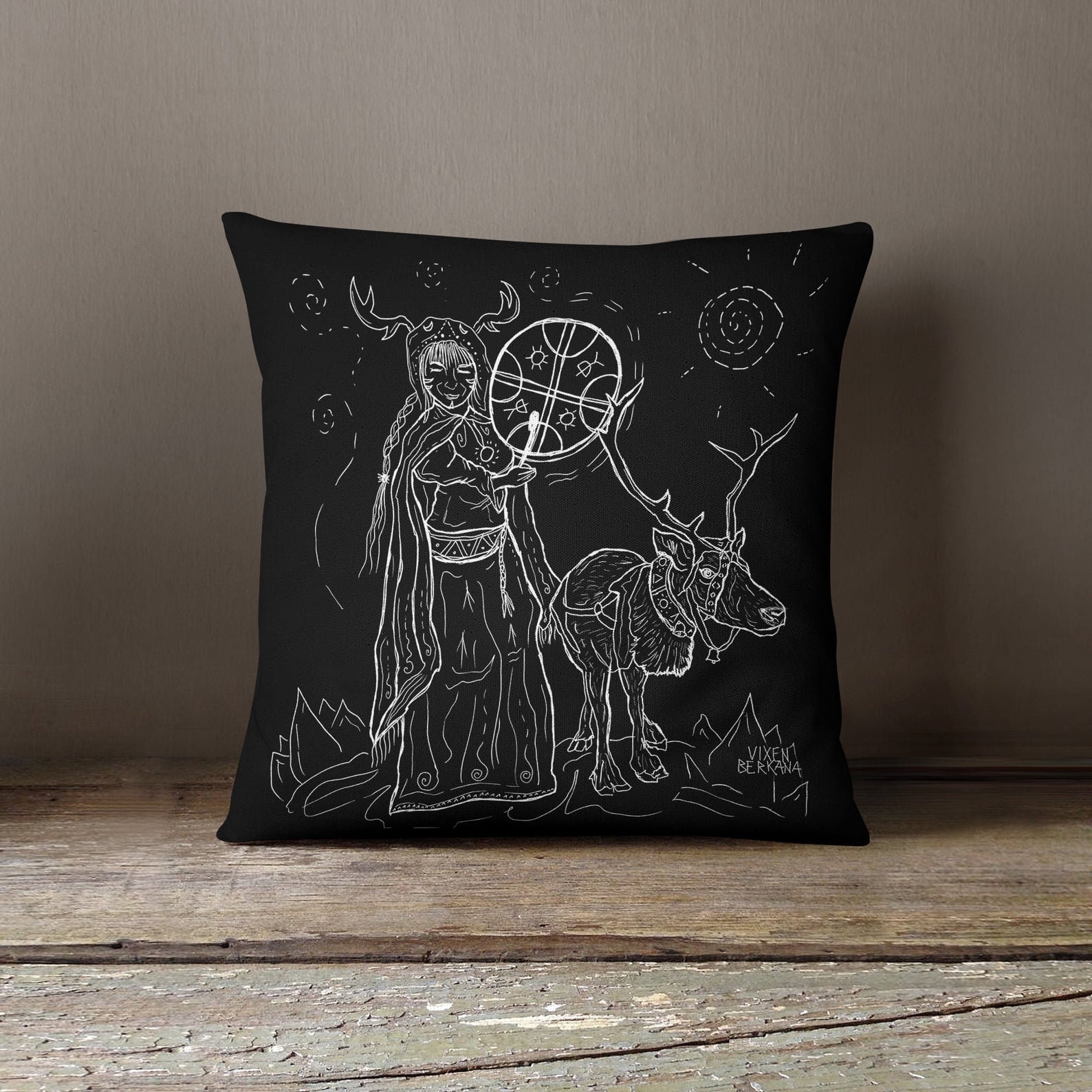 The NOAIDI Throw Pillow Sami Shaman and Reindeer Nordic - Etsy