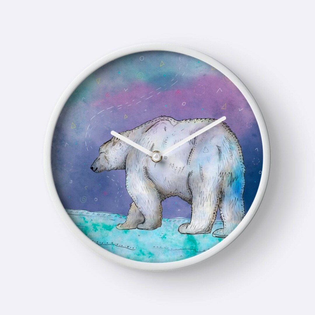NORTH POLE Polar Bear Clock Wall Clock for Kids Nordic - Etsy