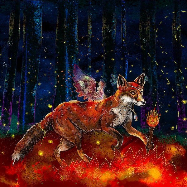 Fire Fox Art - Etsy
