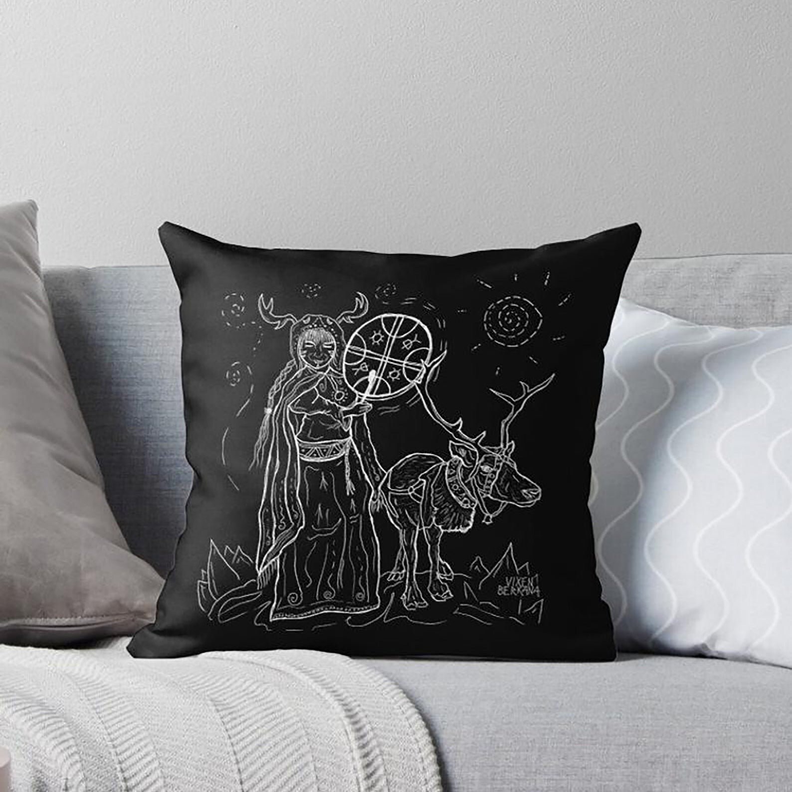 The NOAIDI Throw Pillow Sami Shaman and Reindeer Nordic - Etsy