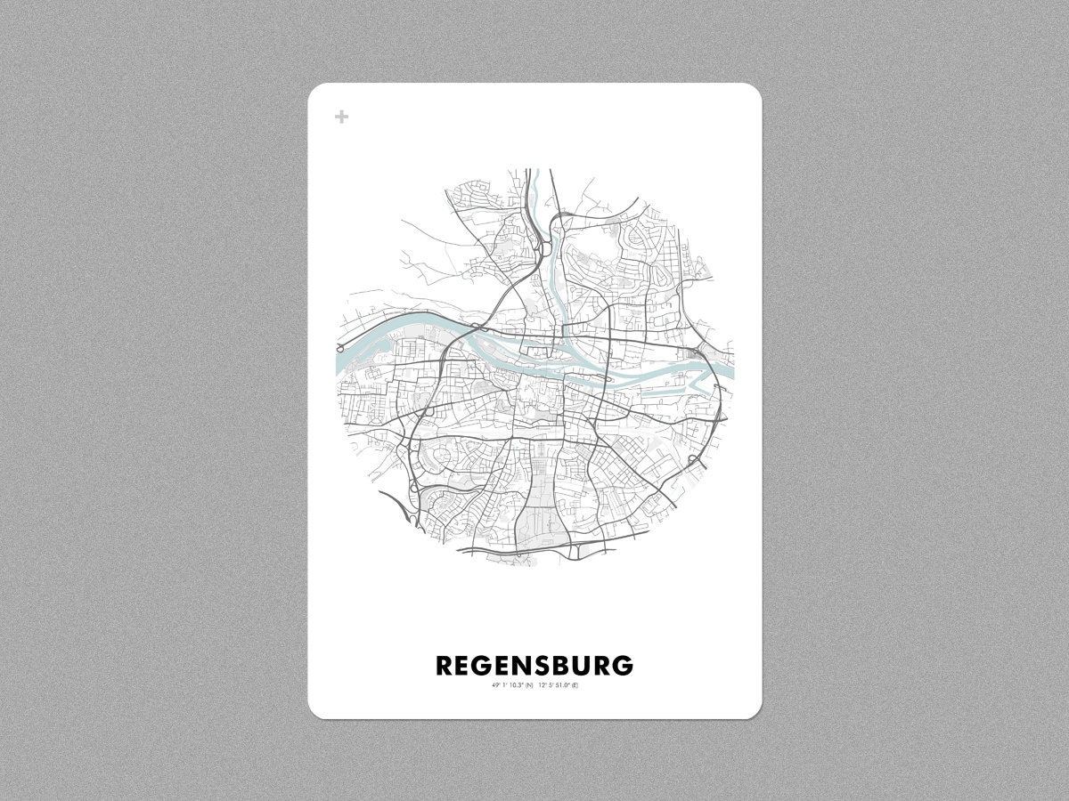 Poster Karte Regensburg (ca. 21x30 cm, A4), Poster, Regensburg-Poster ...