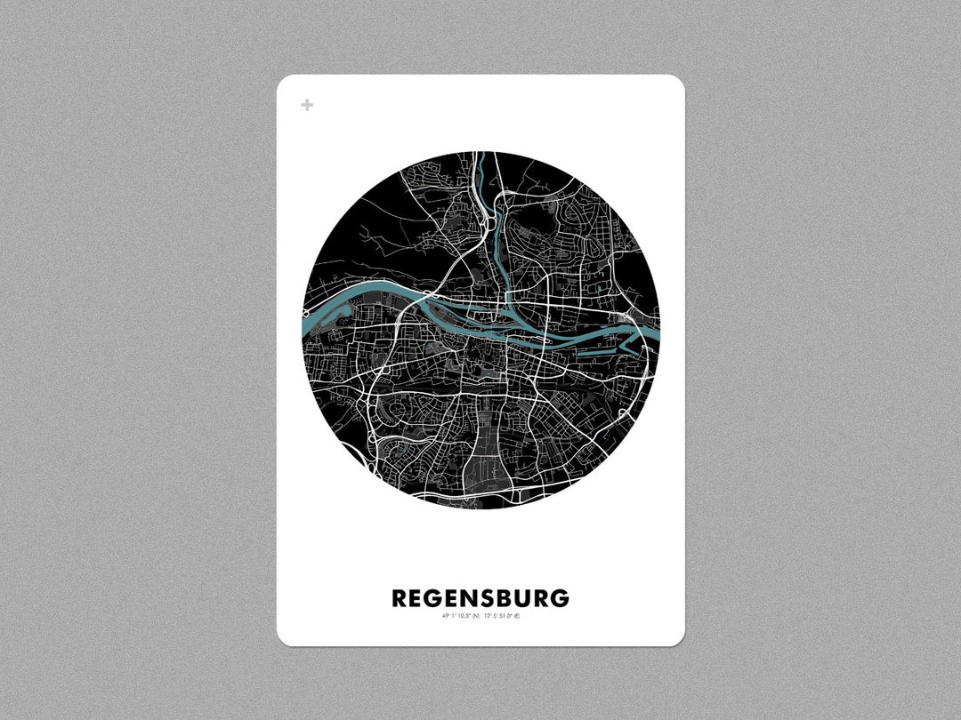 Poster Karte Regensburg (ca. 21x30 cm, A4), Poster, Regensburg-Poster ...