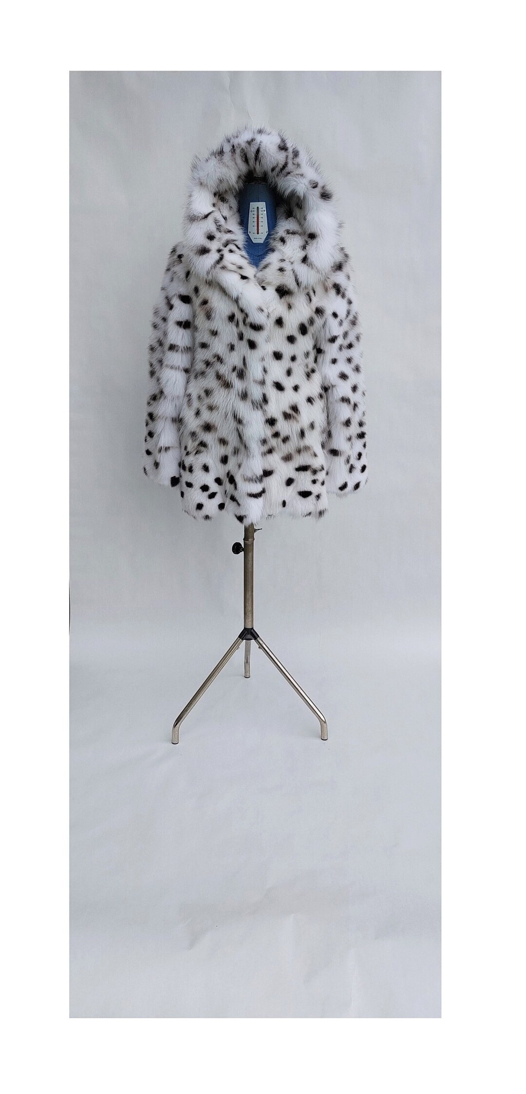 WHITE SPOTTED Fox Fur JACKET With Hood/fur Jacket/real Fur/fox Fur/fur ...
