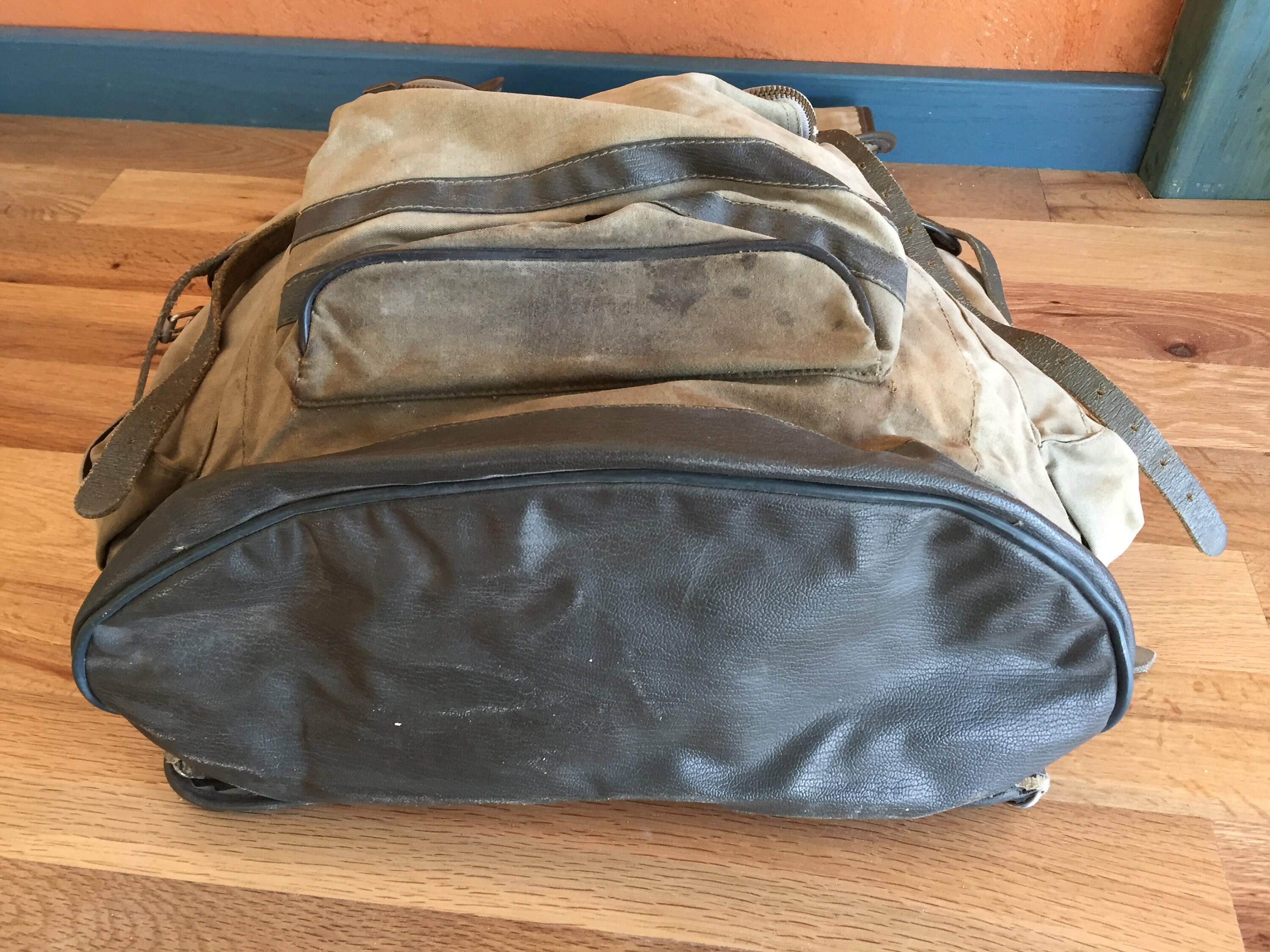 Vintage Backpack, Green Canvas Backpack, Fabric Backpack, Tarpaulin ...