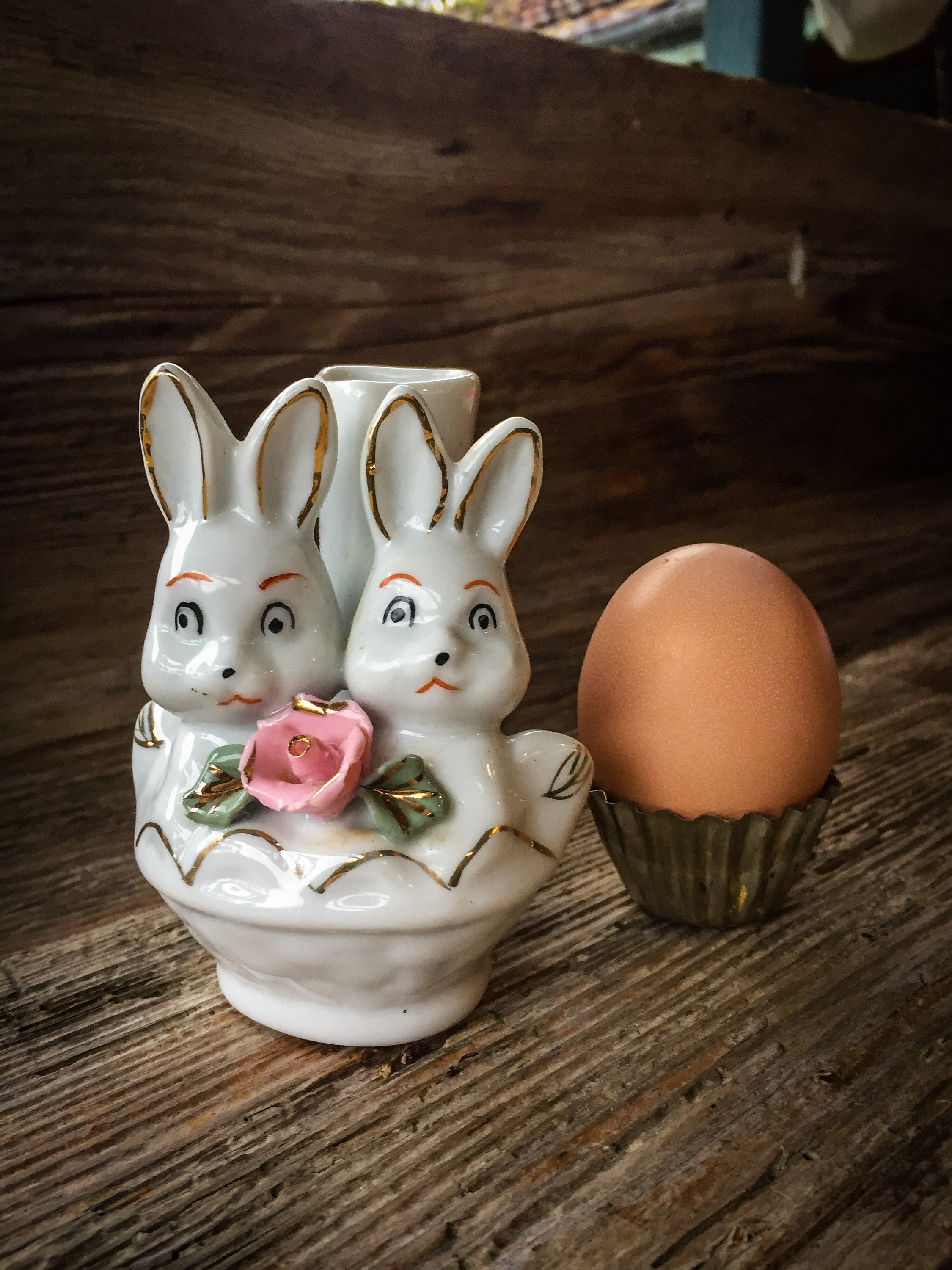 A Small Ceramic Vase With Two Rabbit - Etsy
