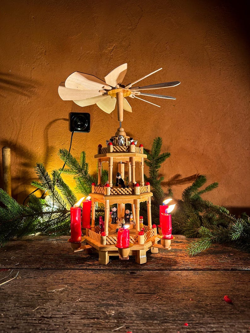 Vintage Christmas Pyramid Nativity Tiered Wooden Carousel - Etsy