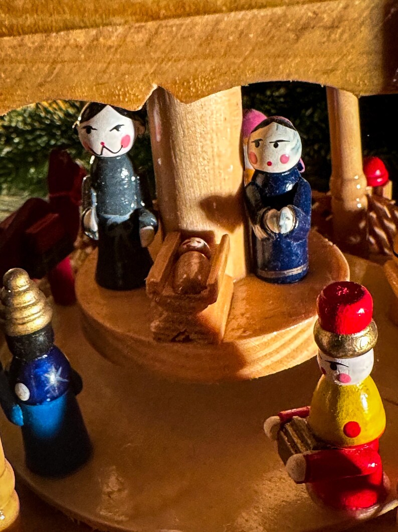 Vintage Christmas Pyramid Nativity Tiered Wooden Carousel - Etsy