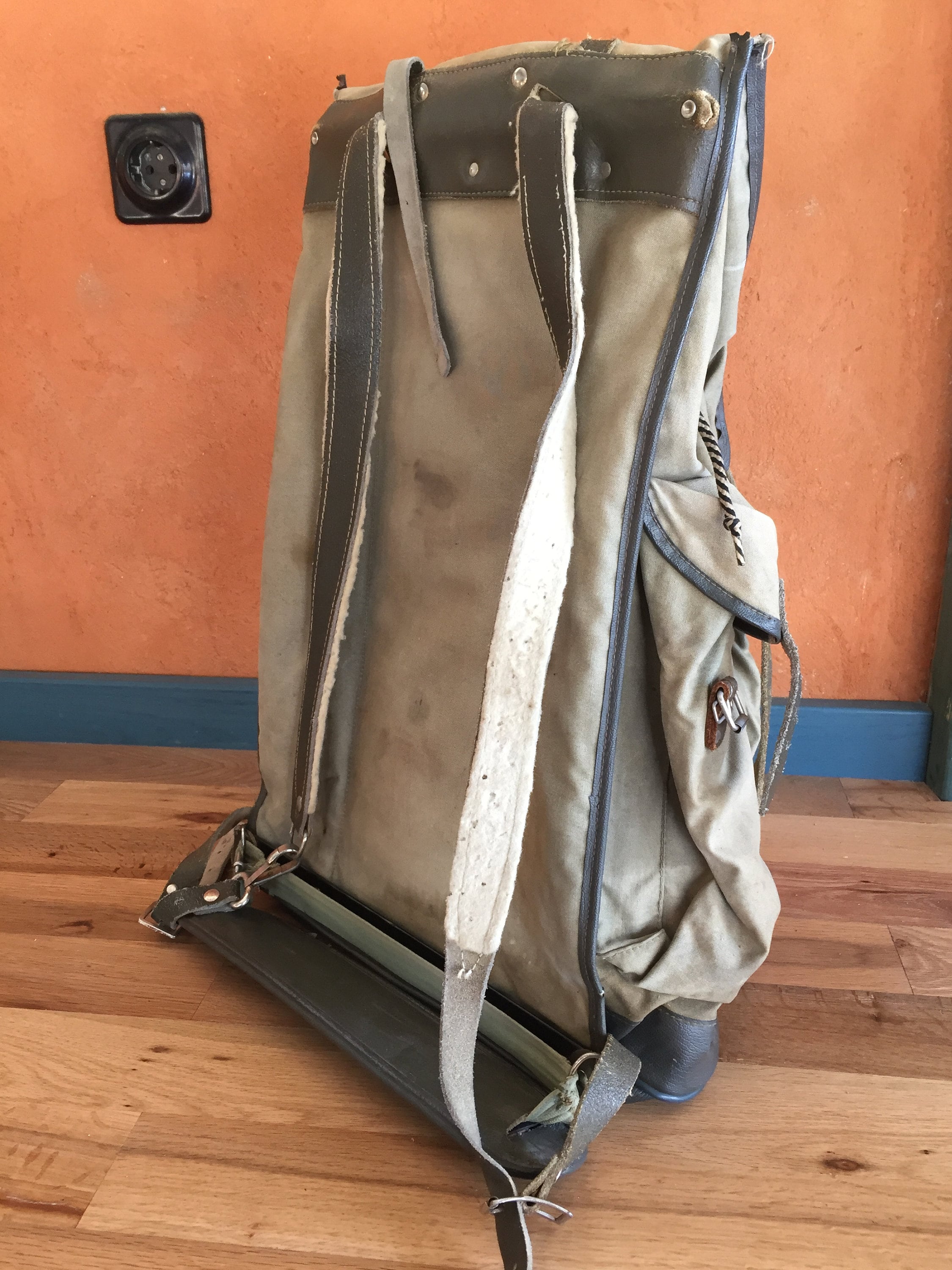 Vintage Backpack, Green Canvas Backpack, Fabric Backpack, Tarpaulin ...