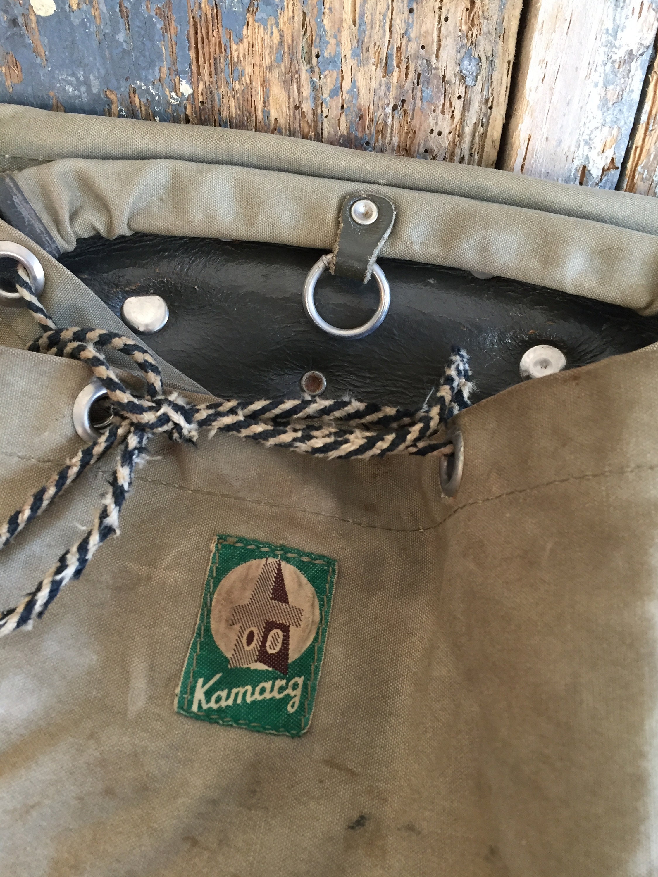 Vintage Backpack, Green Canvas Backpack, Fabric Backpack, Tarpaulin ...