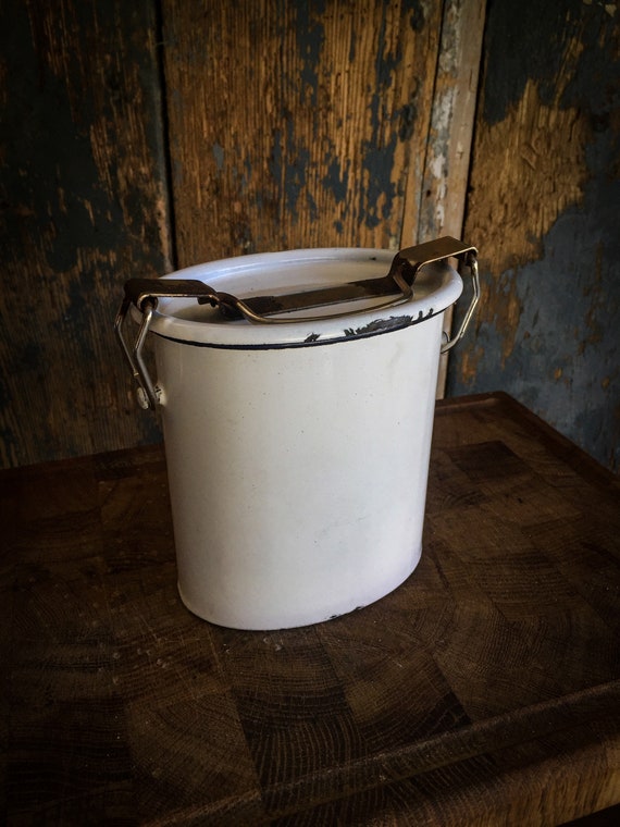 Vintage Metal Enameled Food Box Kitchen Utensil | Etsy