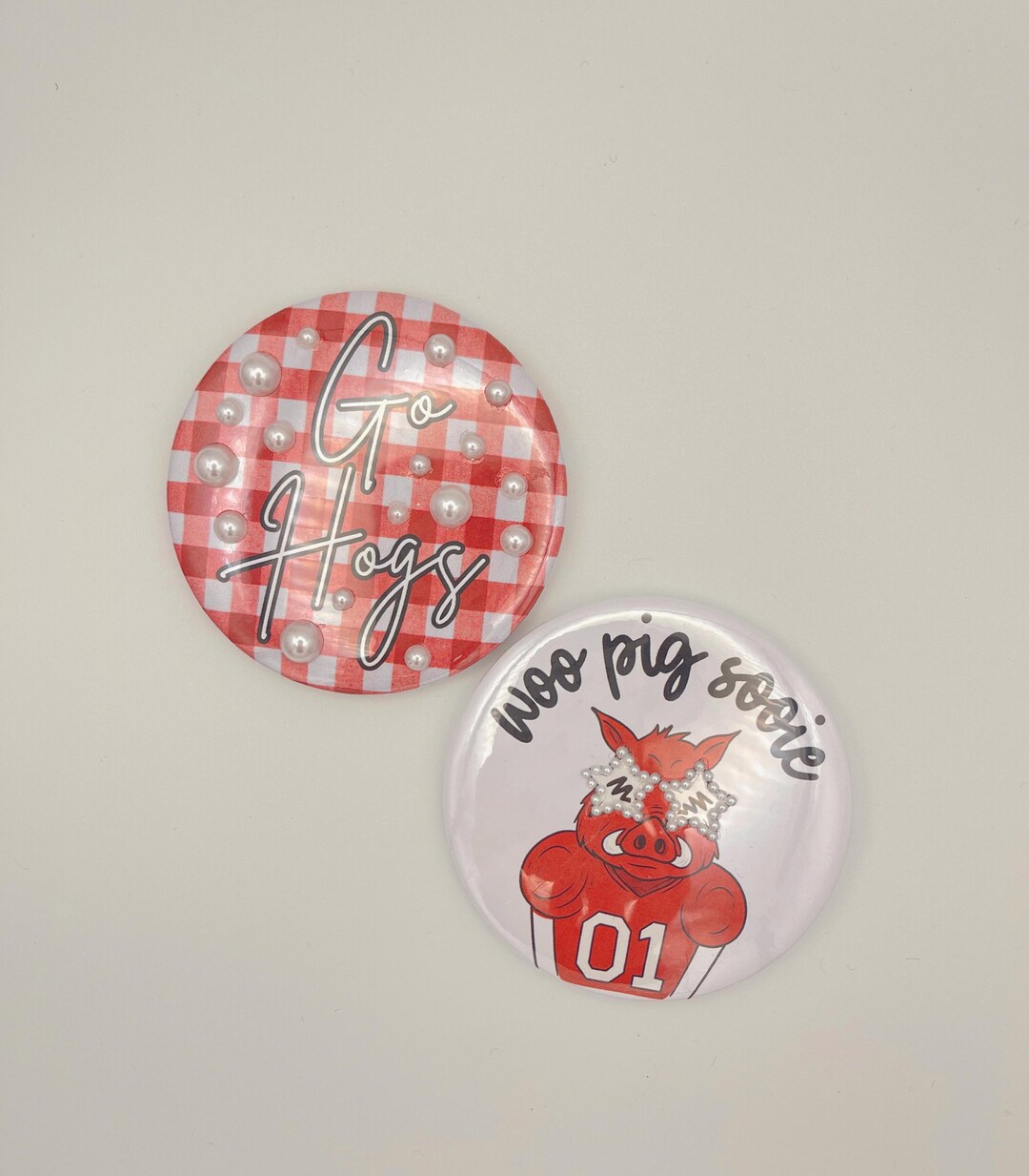 Arkansas Gameday Buttons With Pearls - Razorbacks Hogs Football ...