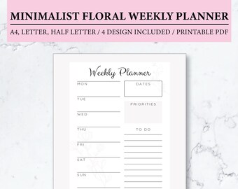 Floral Weekly Planner Printable Instant Download Undated | Etsy