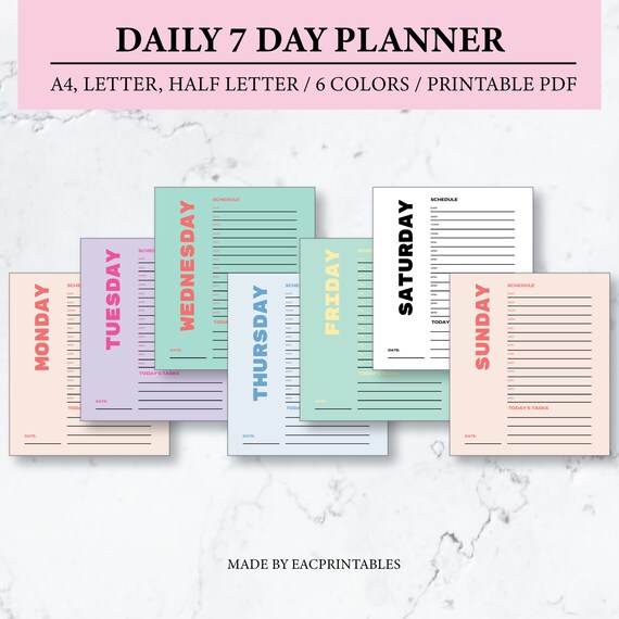 Daily Timed Printable Planner Instant Download Daily | Etsy
