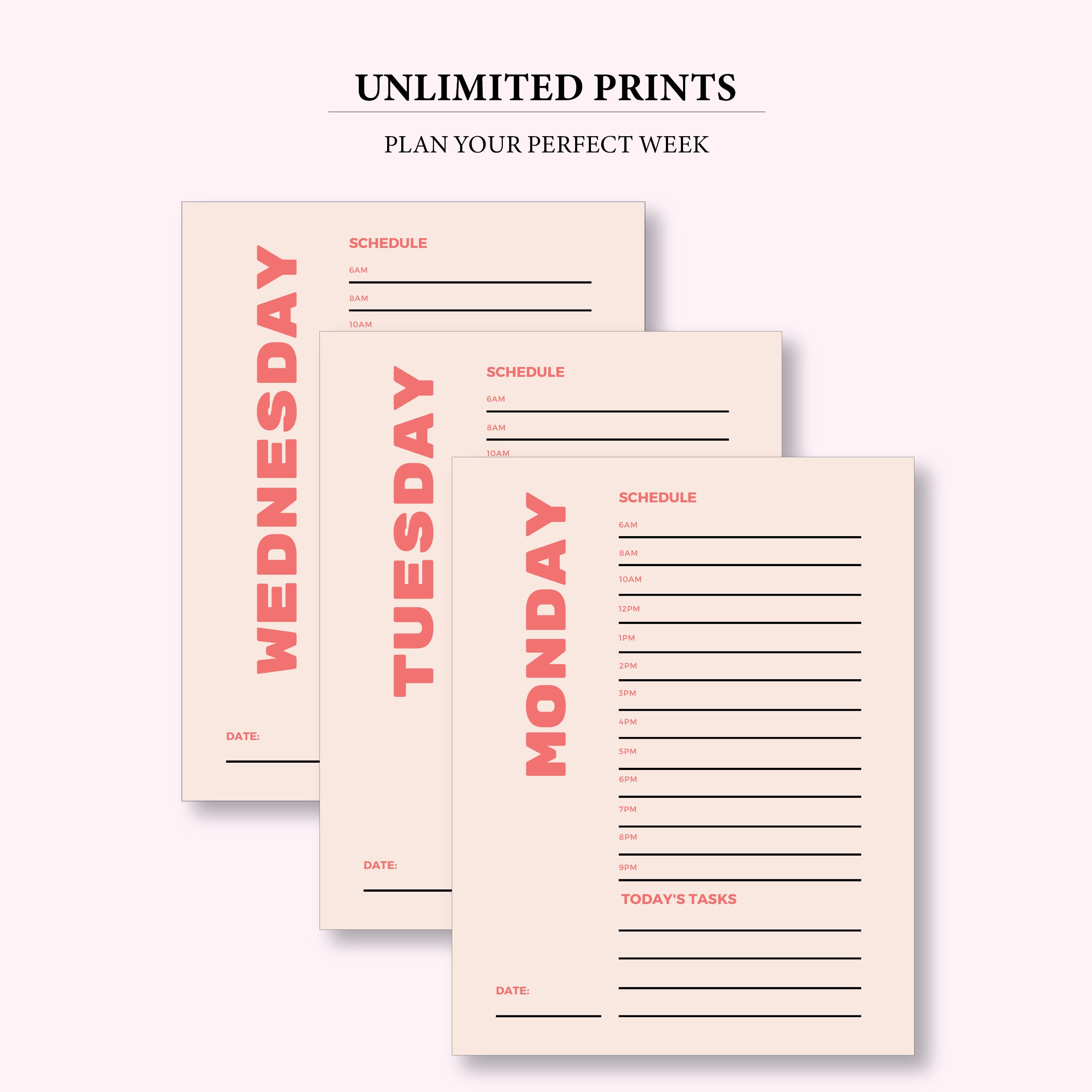 Daily Timed Printable Planner, Instant Download, Daily Planner ...