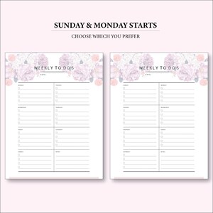 Floral Weekly Planner Printable Instant Download Undated | Etsy