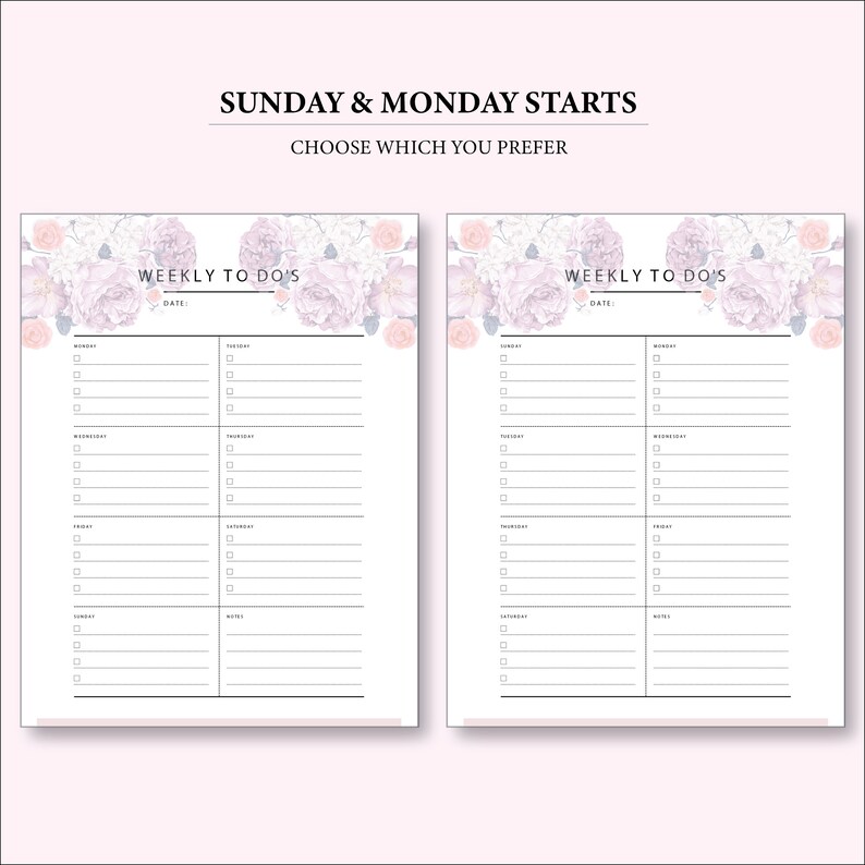 Floral Weekly Planner Printable, Instant Download, Undated Weekly ...