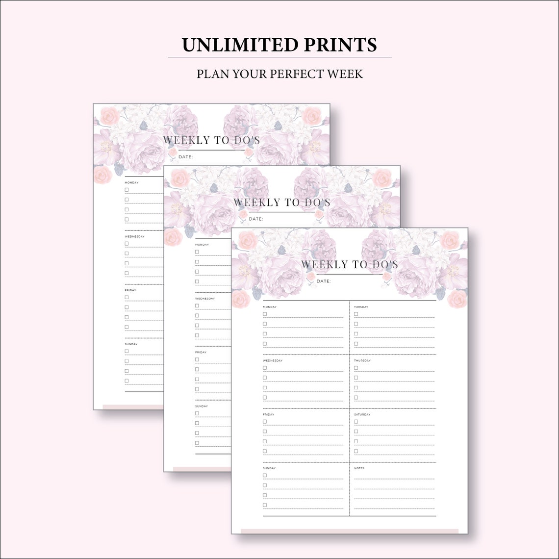 Floral Weekly Planner Printable, Instant Download, Undated Weekly ...