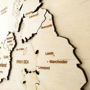 Great British Map Wooden Puzzle, Laser Engraved Custom Geography Game ...
