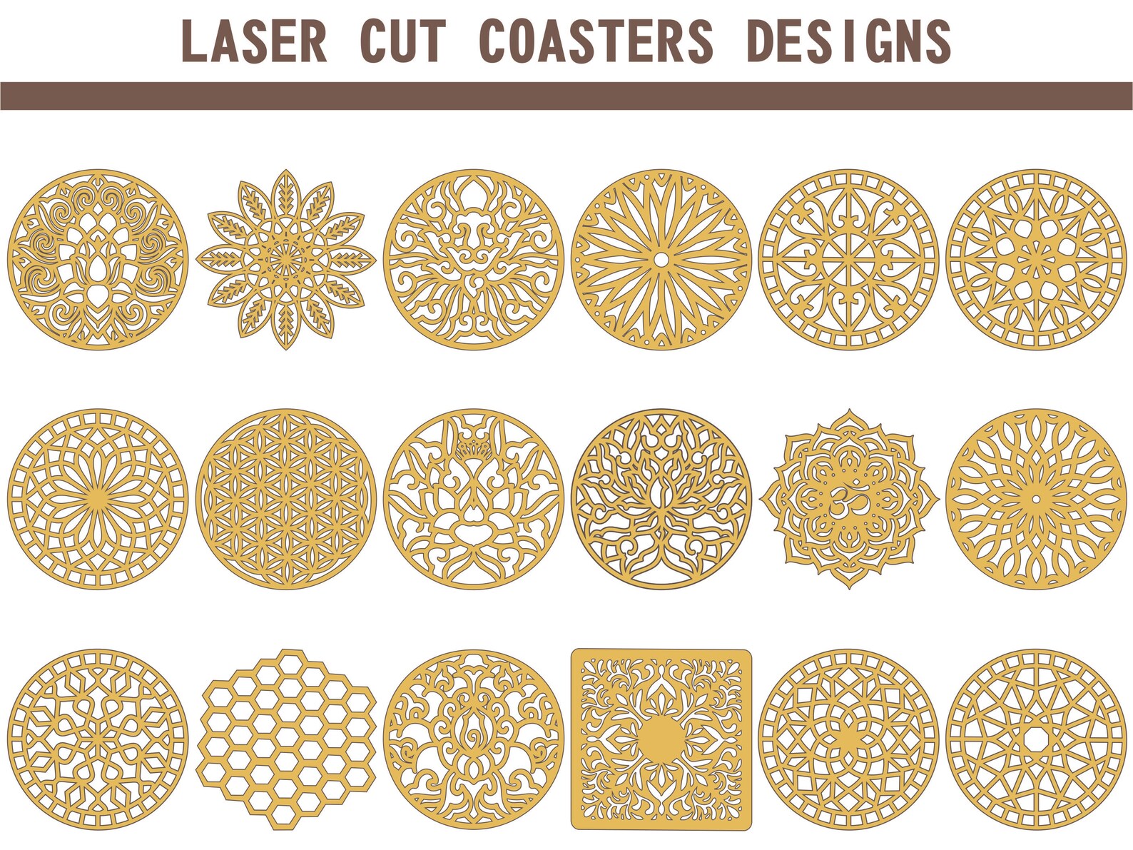 Laser Cut Drink Coaster of Wood Kitchen Gift Set of 4 Laser - Etsy