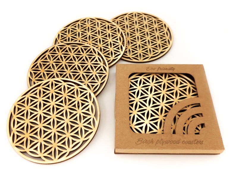 Rustic Coasters Flower of Life Round Placemat Wood Drink Mat - Etsy