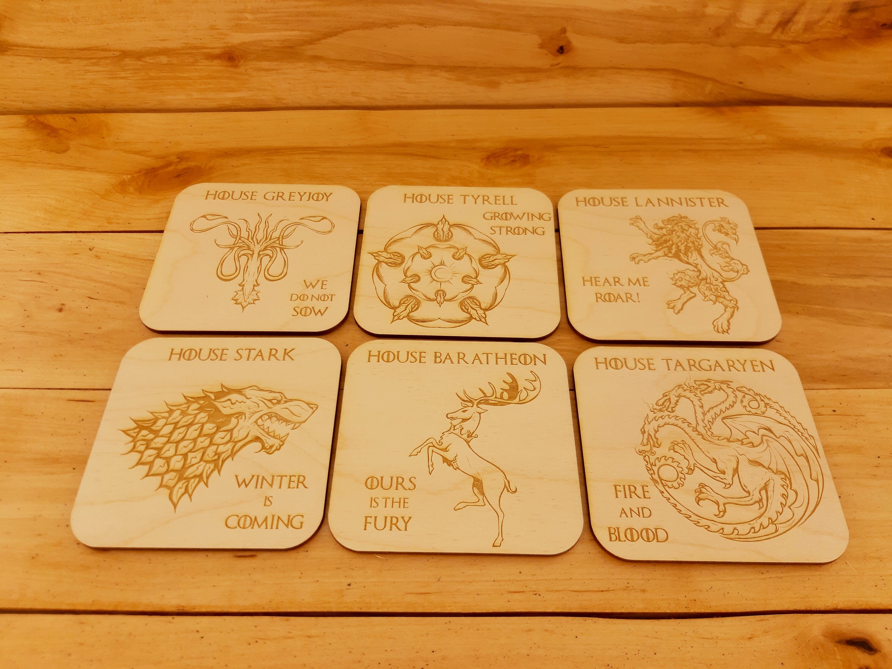 Game of Thrones Engraved Art of Wood Table Serving Set of 6 - Etsy