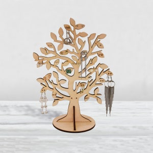 Wood Tree Earring Storage, Laser Cut Jewelry Display Stand, Rustic Ring ...