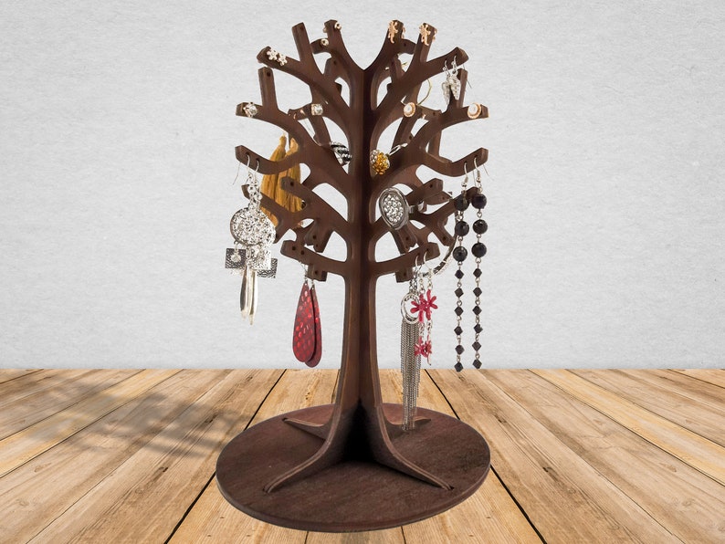 Jewelry Stand of Wood Earring Tree Holder 3D Jewelry Display - Etsy