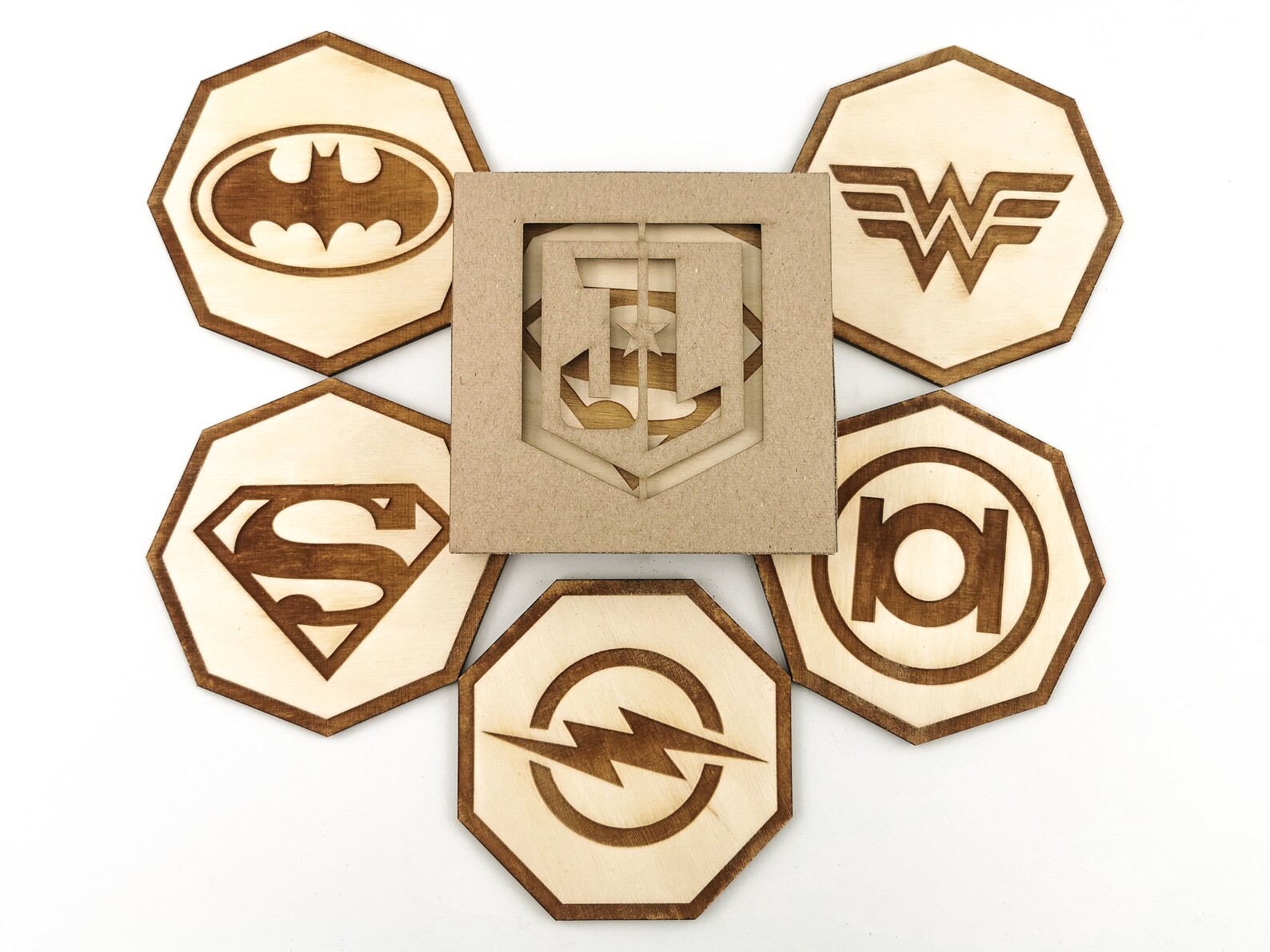 Justice League Comic Book Coaster of Wood Superhero Party - Etsy